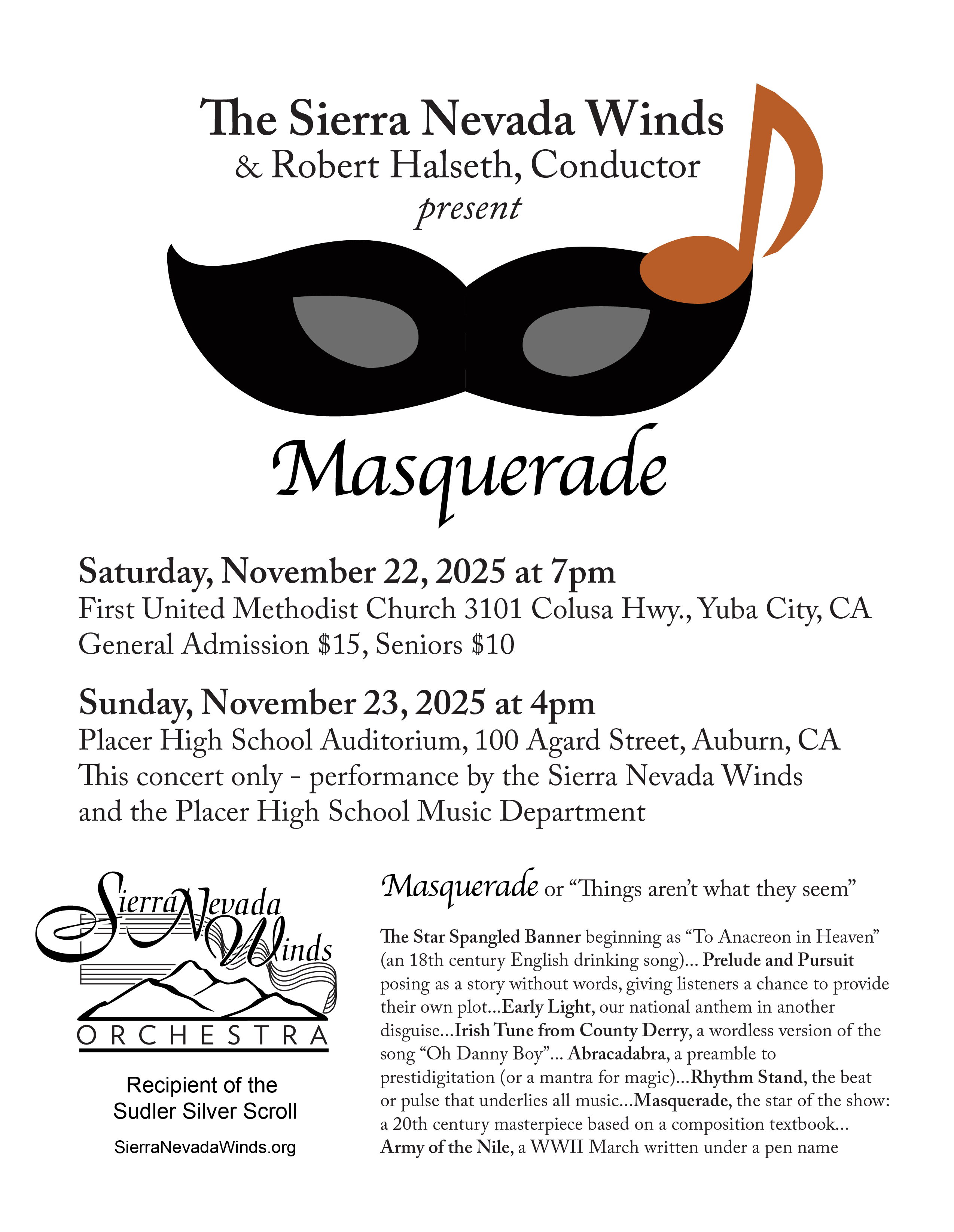 Join us for our fall concerts | Sierra Nevada Winds